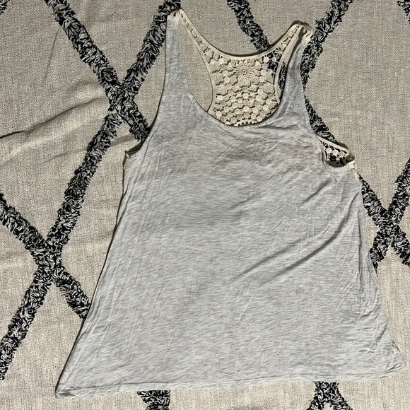 PPLA | Tops | Ppla Size L Crochet Back Light Grey Tank | Poshmark